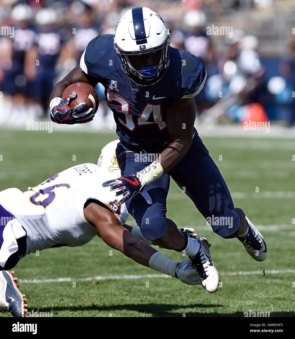 during the first half of an NCAA college football game at Pratt ...