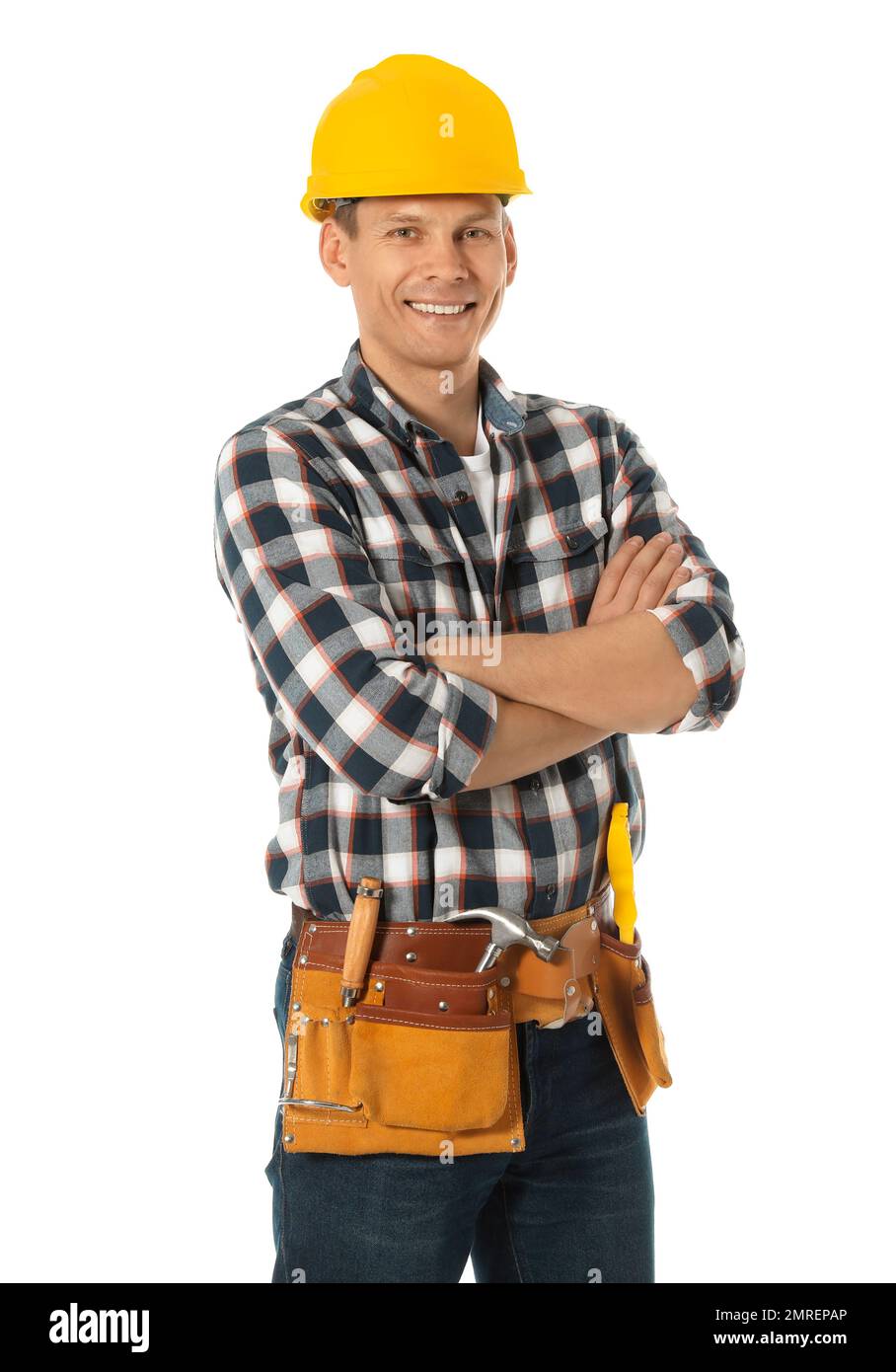 Portrait happy carpenter arms hi-res stock photography and images - Alamy