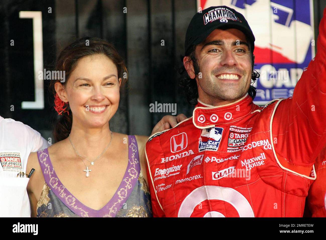 Actress Ashley Judd and husband Dario Franchitti celebrate his win of ...