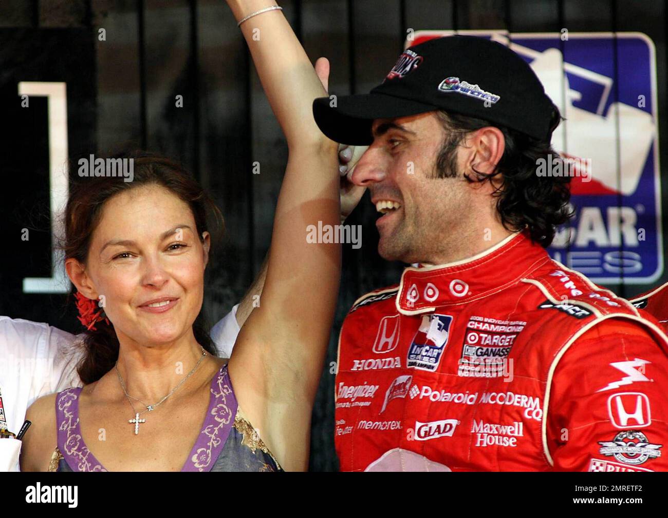 Actress Ashley Judd and husband Dario Franchitti celebrate his win of ...