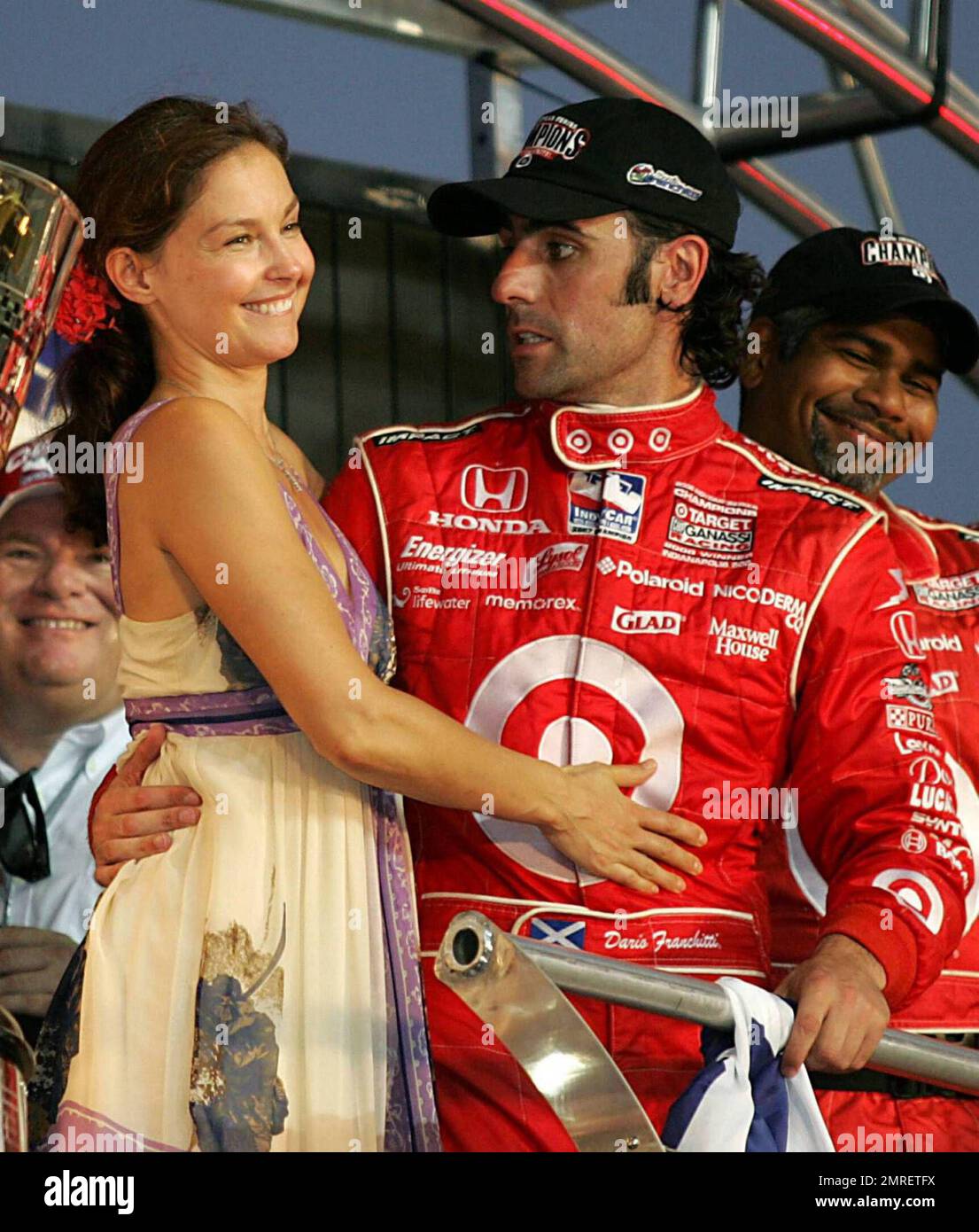 Actress Ashley Judd and husband Dario Franchitti celebrate his win of ...
