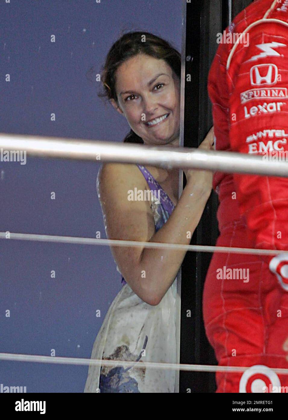 Actress Ashley Judd and husband Dario Franchitti celebrate his win of ...