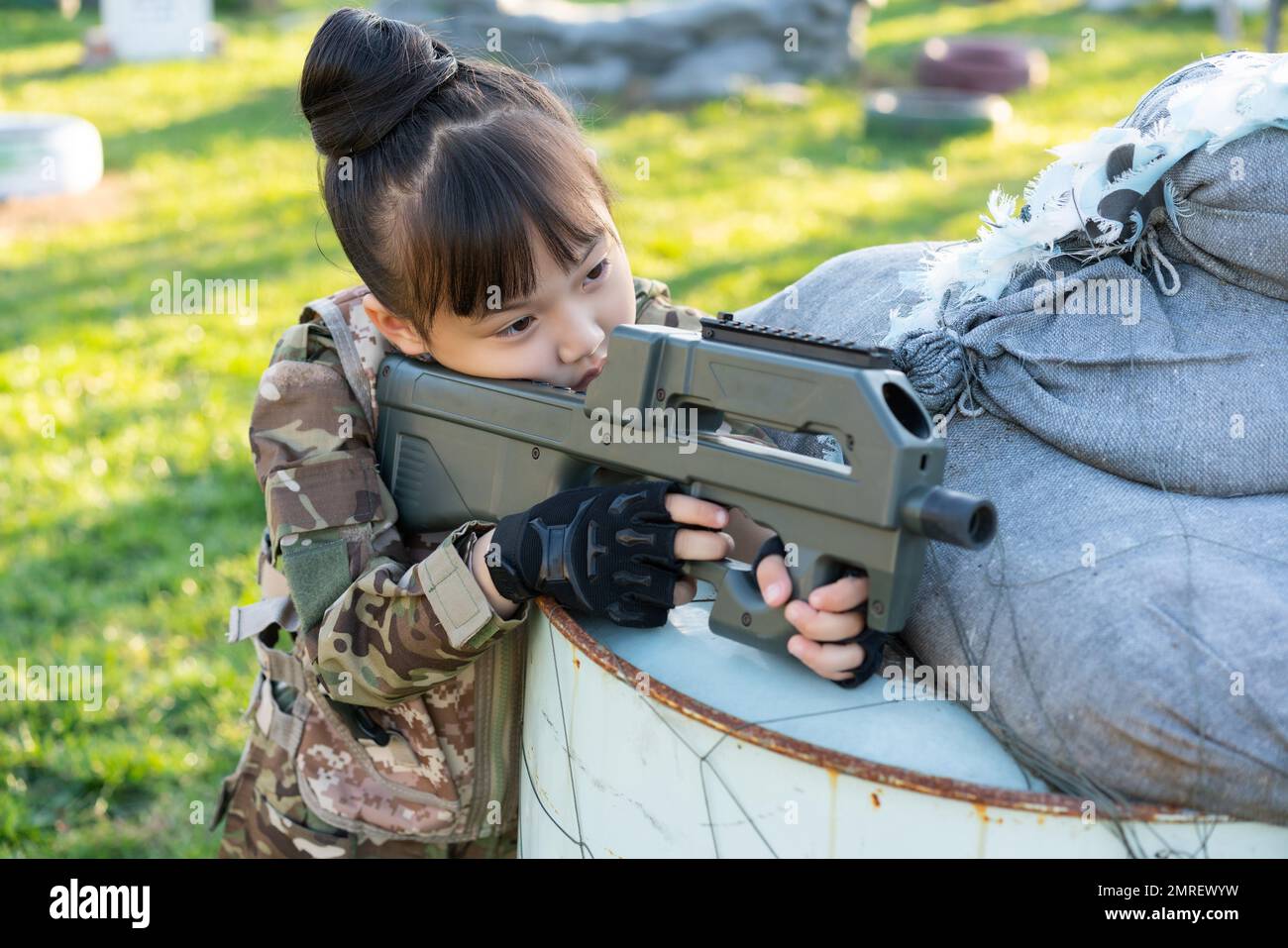 Happy girl playing cs Stock Photo - Alamy