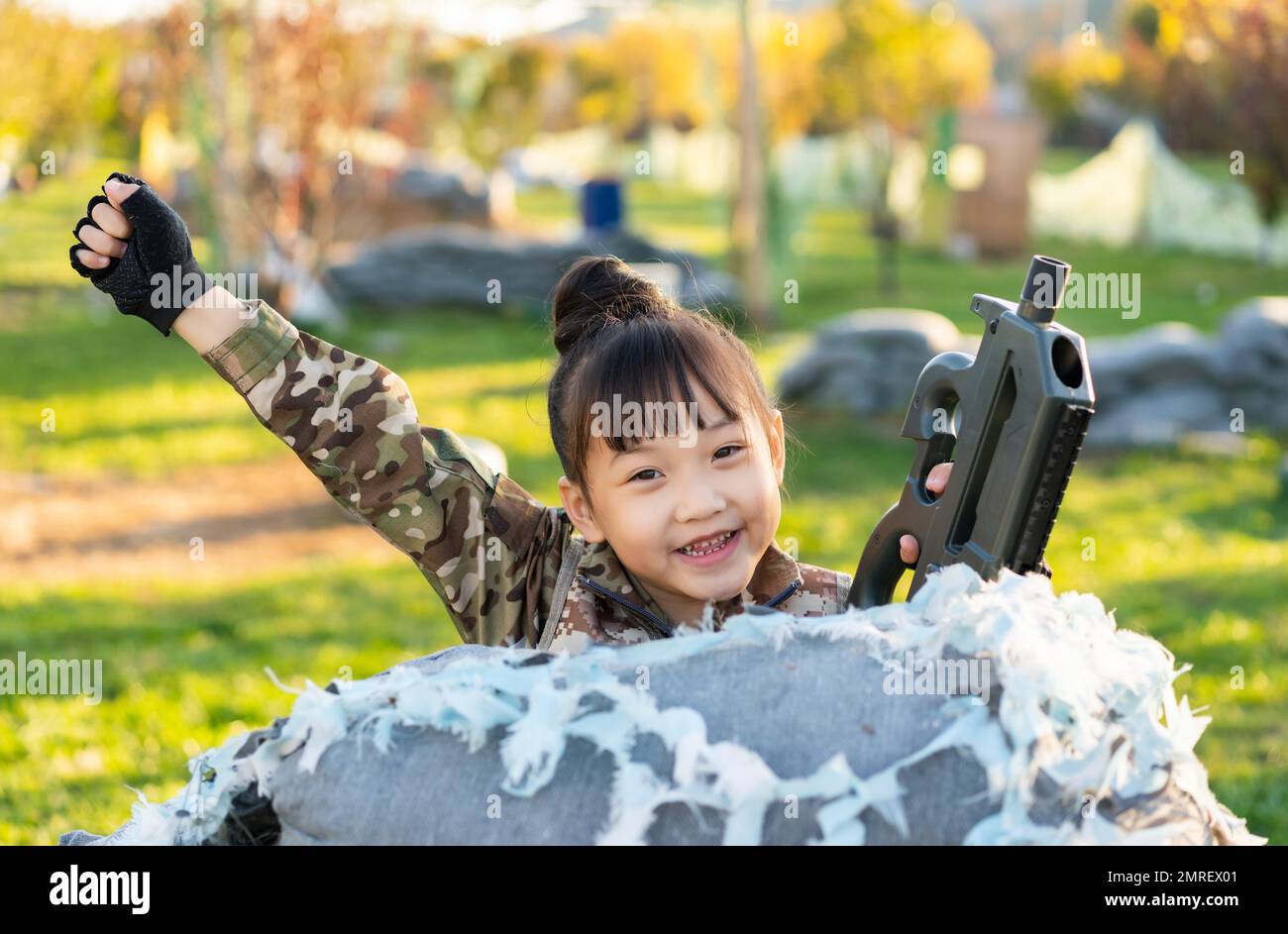 Happy girl playing cs Stock Photo - Alamy
