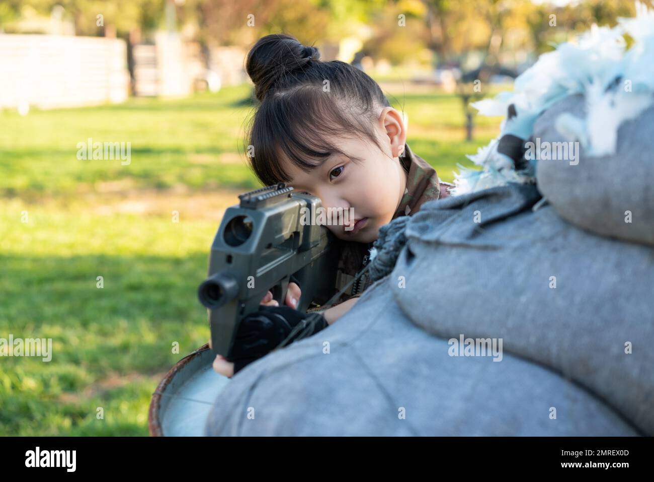 Happy girl playing cs Stock Photo - Alamy