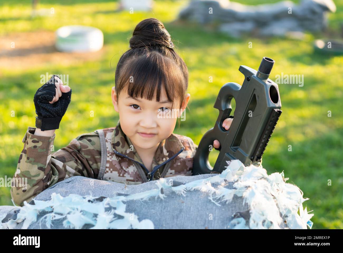 Happy girl playing cs Stock Photo - Alamy