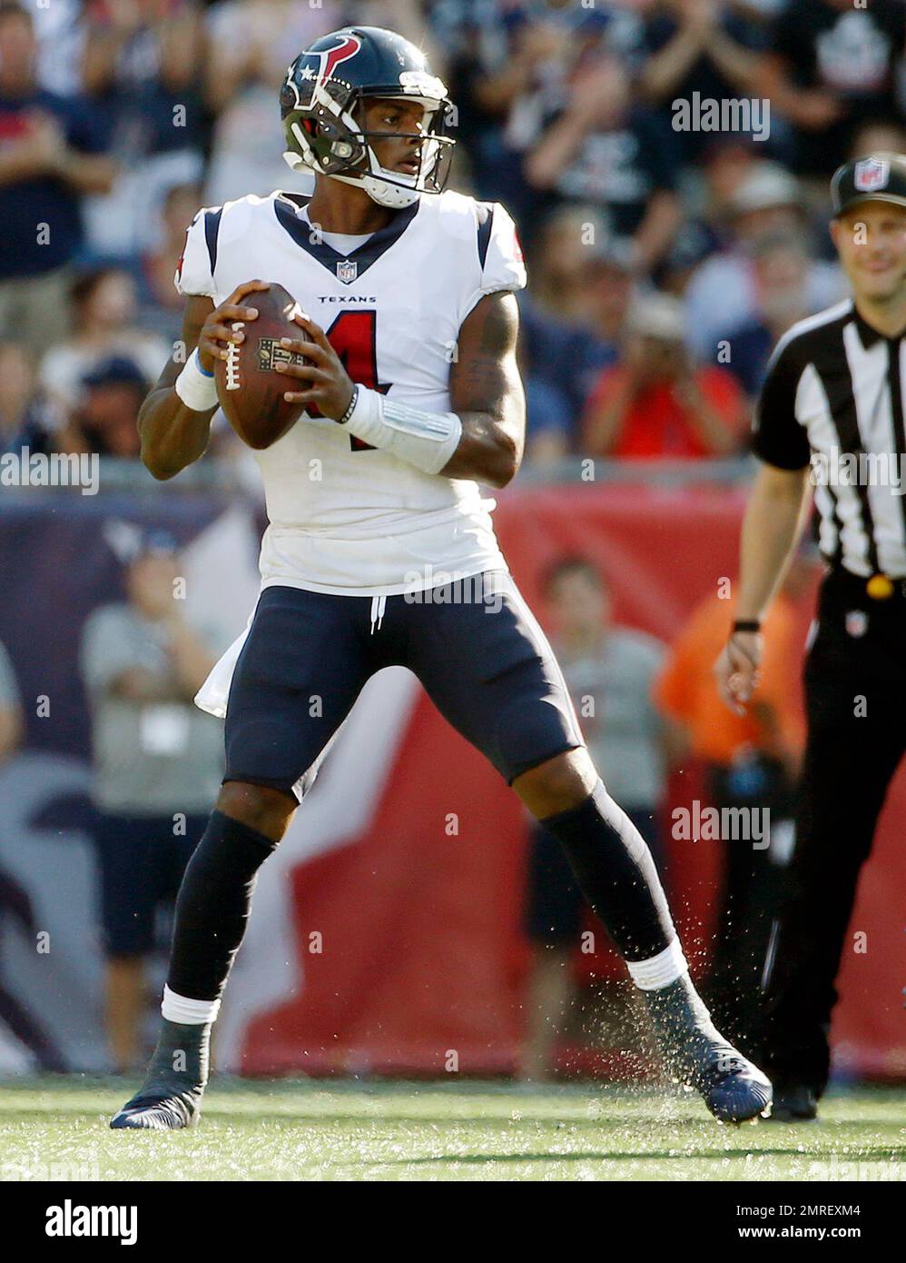 Houston Texans quarterback Deshaun Watson looks for a receiver against ...