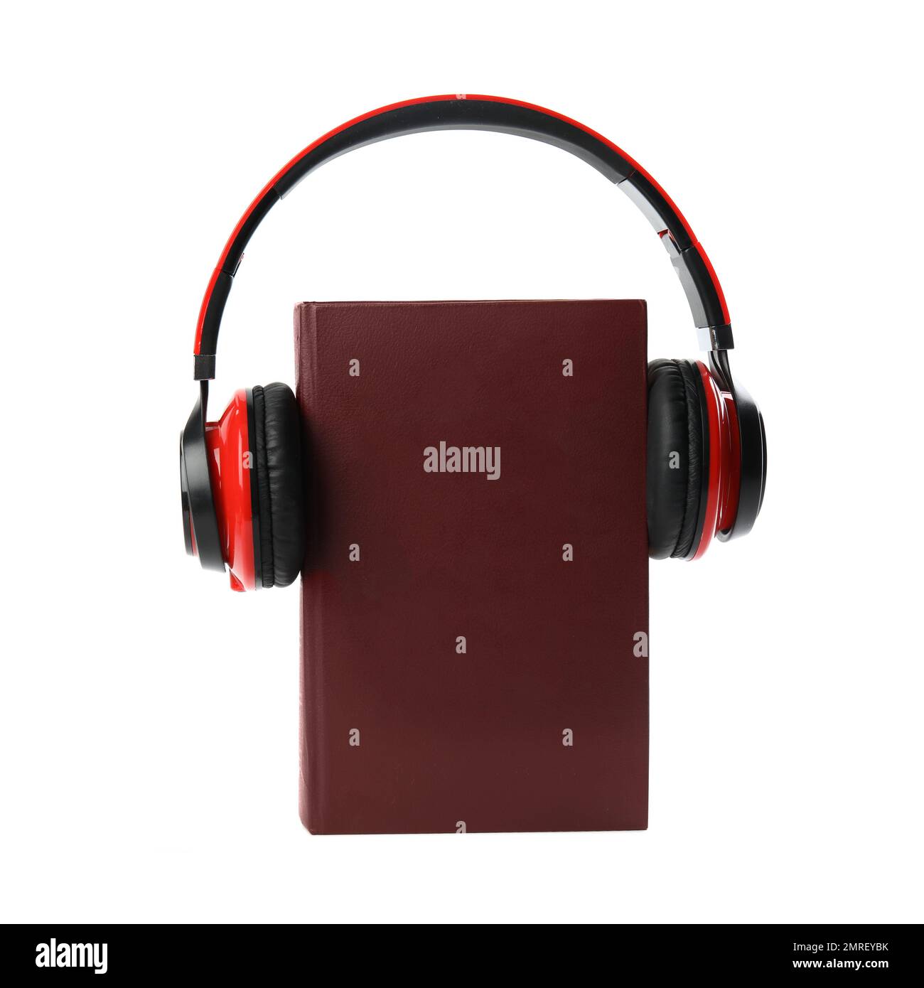 Book and modern headphones isolated on white Stock Photo - Alamy