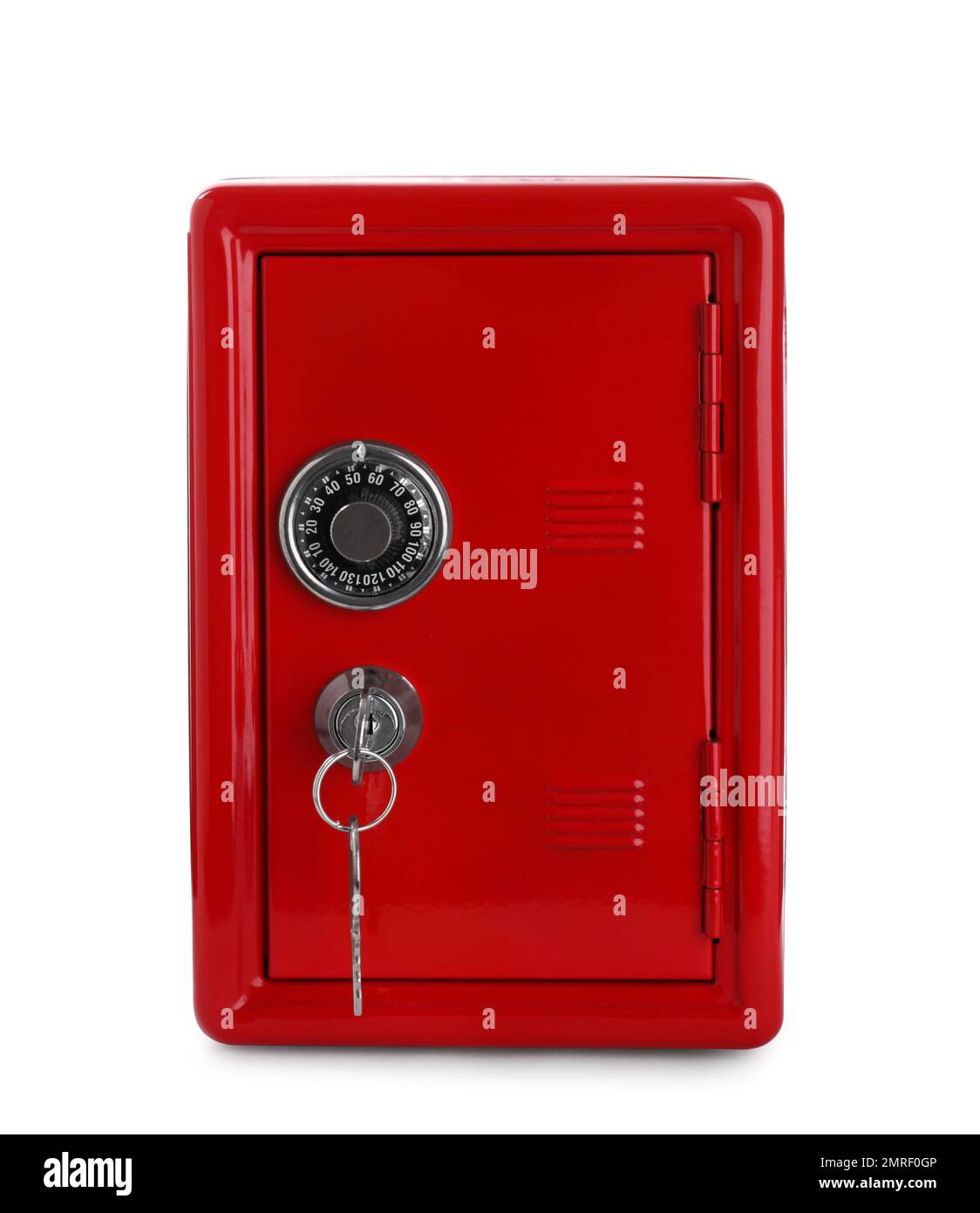 Red steel safe with keys isolated on white Stock Photo - Alamy