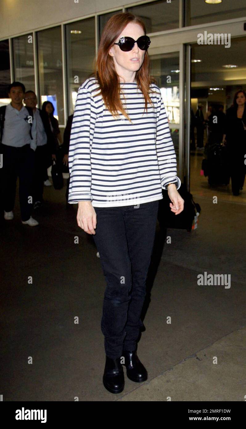 EXCLUSIVE!! Actress Julianne Moore looks tired as she arrives at LAX ...
