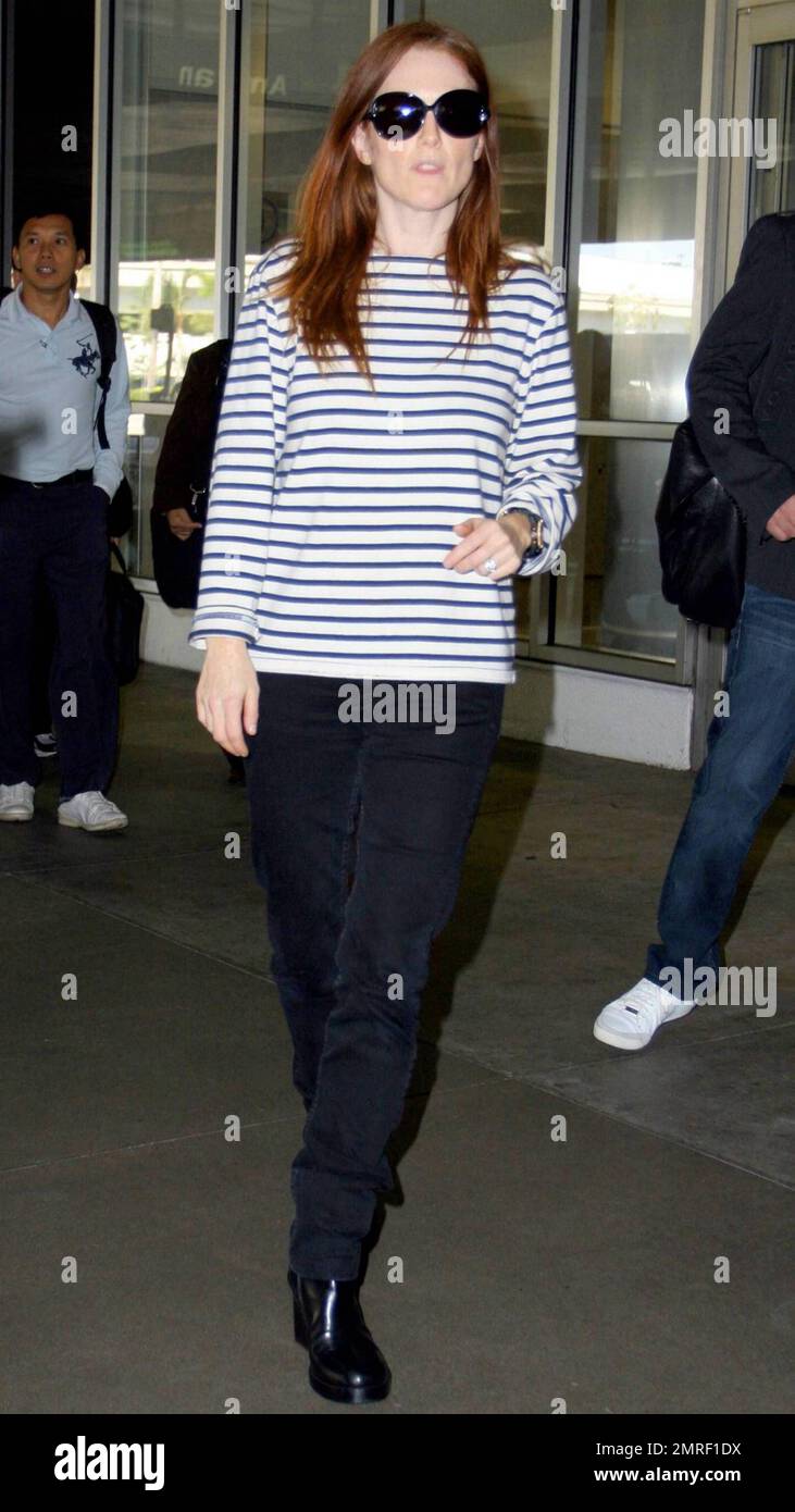 EXCLUSIVE!! Actress Julianne Moore looks tired as she arrives at LAX ...