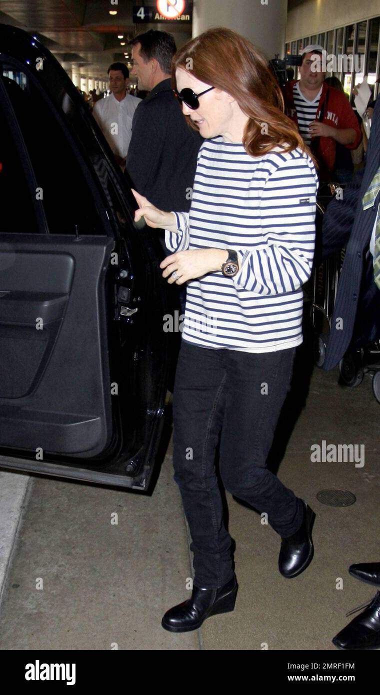 EXCLUSIVE!! Actress Julianne Moore looks tired as she arrives at LAX ...