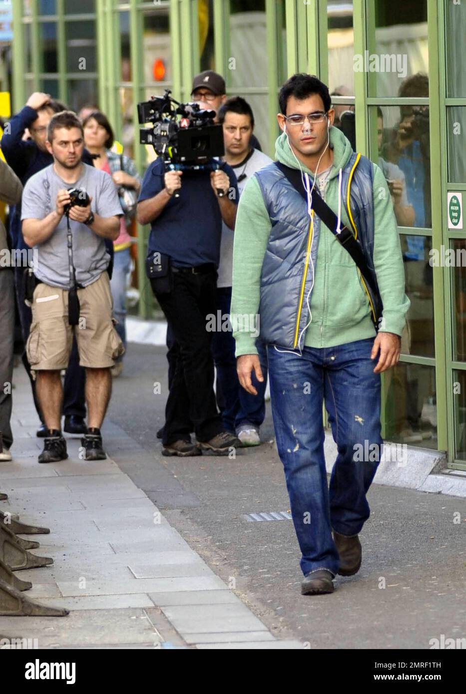 Brazilian actor Juliano CazarrŽ films scenes for his new movie "360" in ...