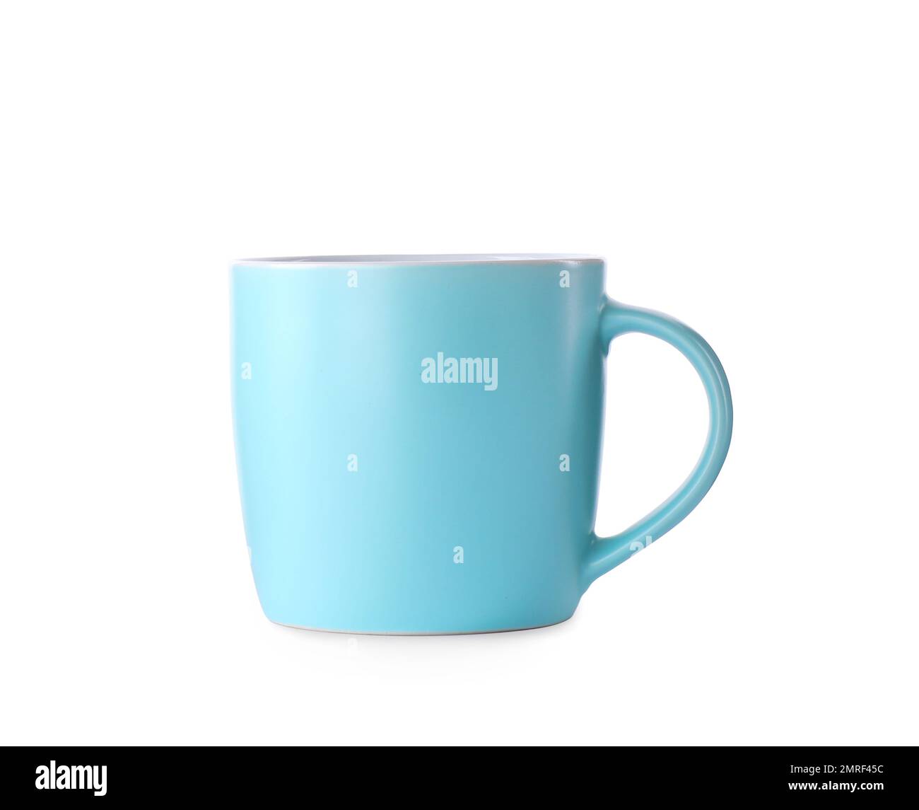 Beautiful light blue cup isolated on white Stock Photo - Alamy