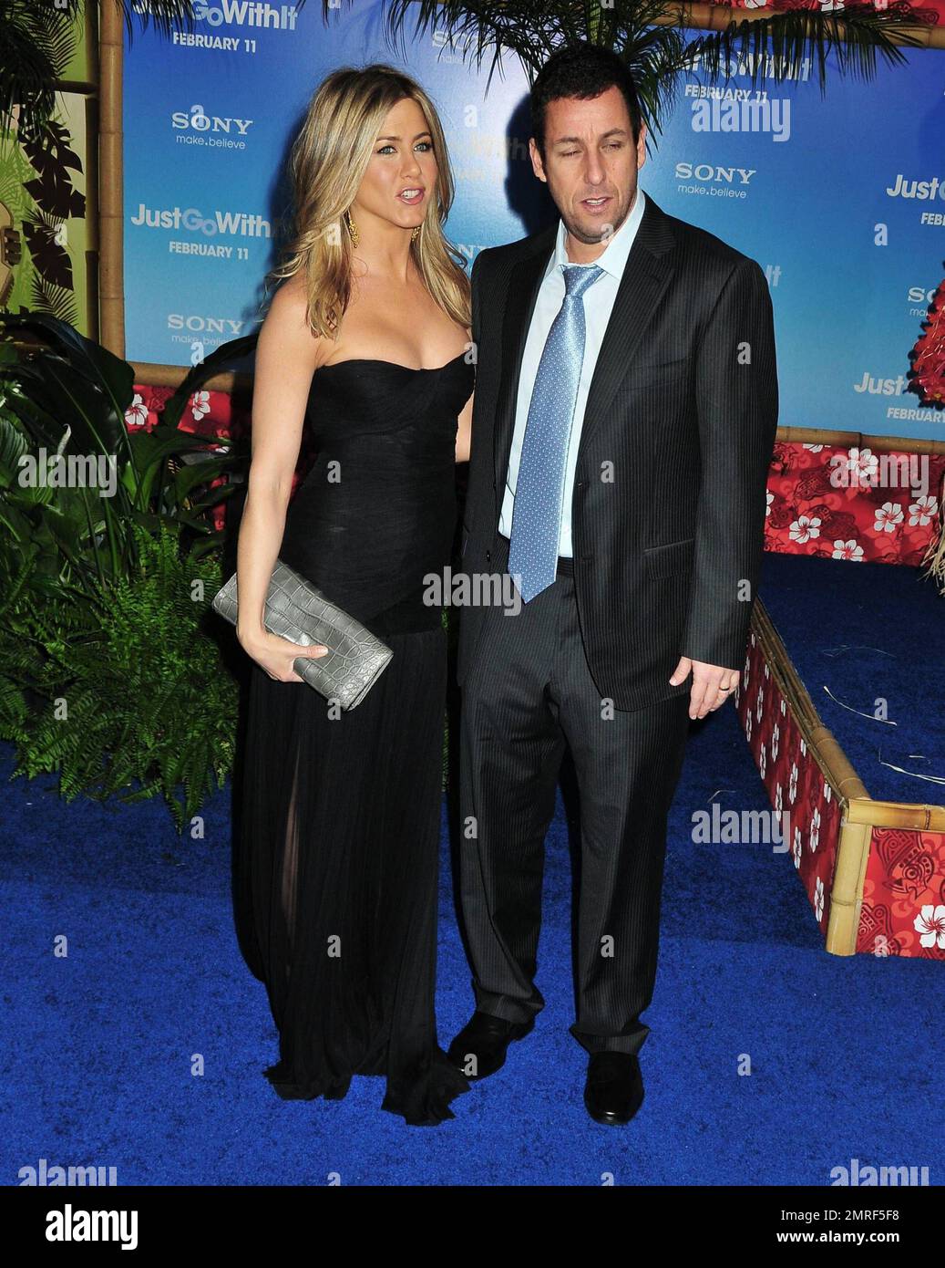 Jennifer Aniston and Adam Sandler at the premiere of "Just Go With It ...