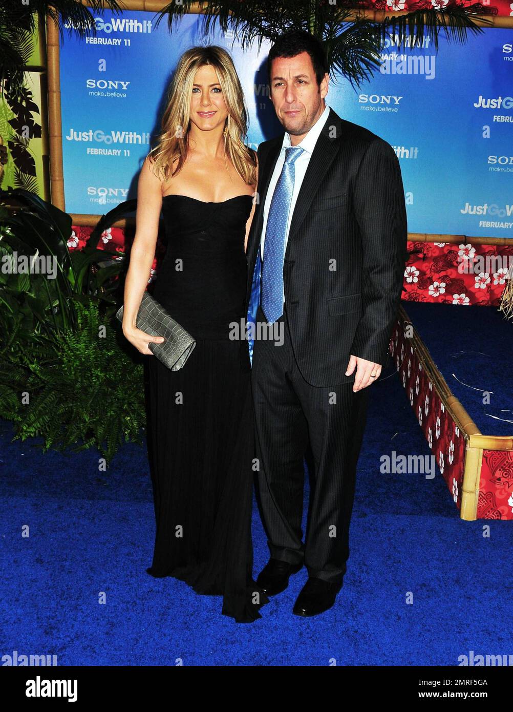 Jennifer Aniston and Adam Sandler at the premiere of "Just Go With It ...