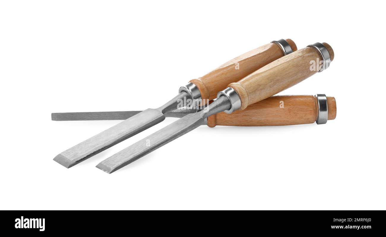Modern chisels isolated on white. Carpenter's tools Stock Photo - Alamy