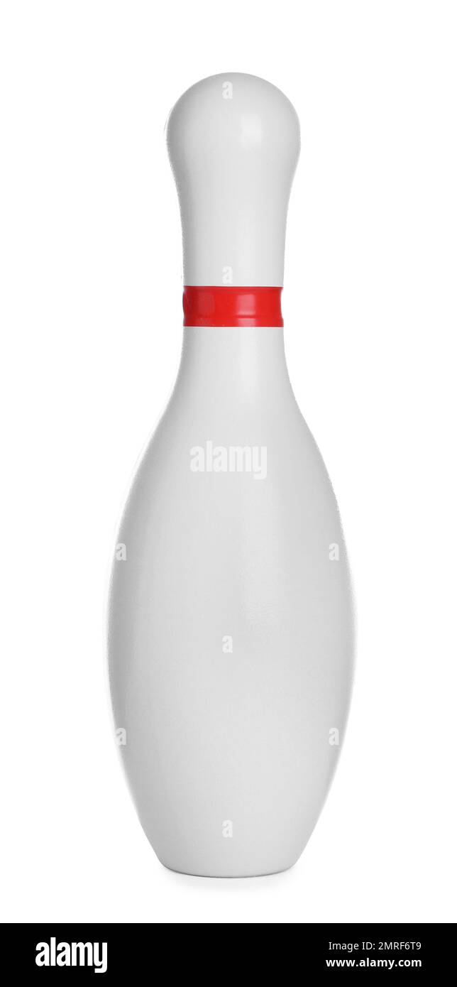 Bowling pin with red stripe isolated on white Stock Photo - Alamy