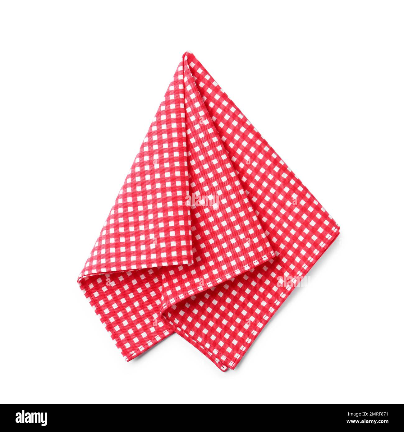 Folded checkered napkin isolated on white, top view Stock Photo - Alamy
