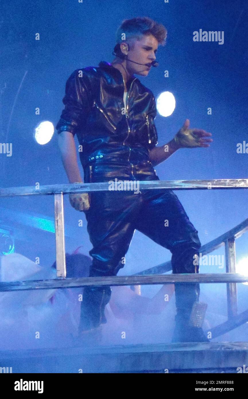 Justin Bieber performs live on stage his 'Believe Tour' at Staples ...