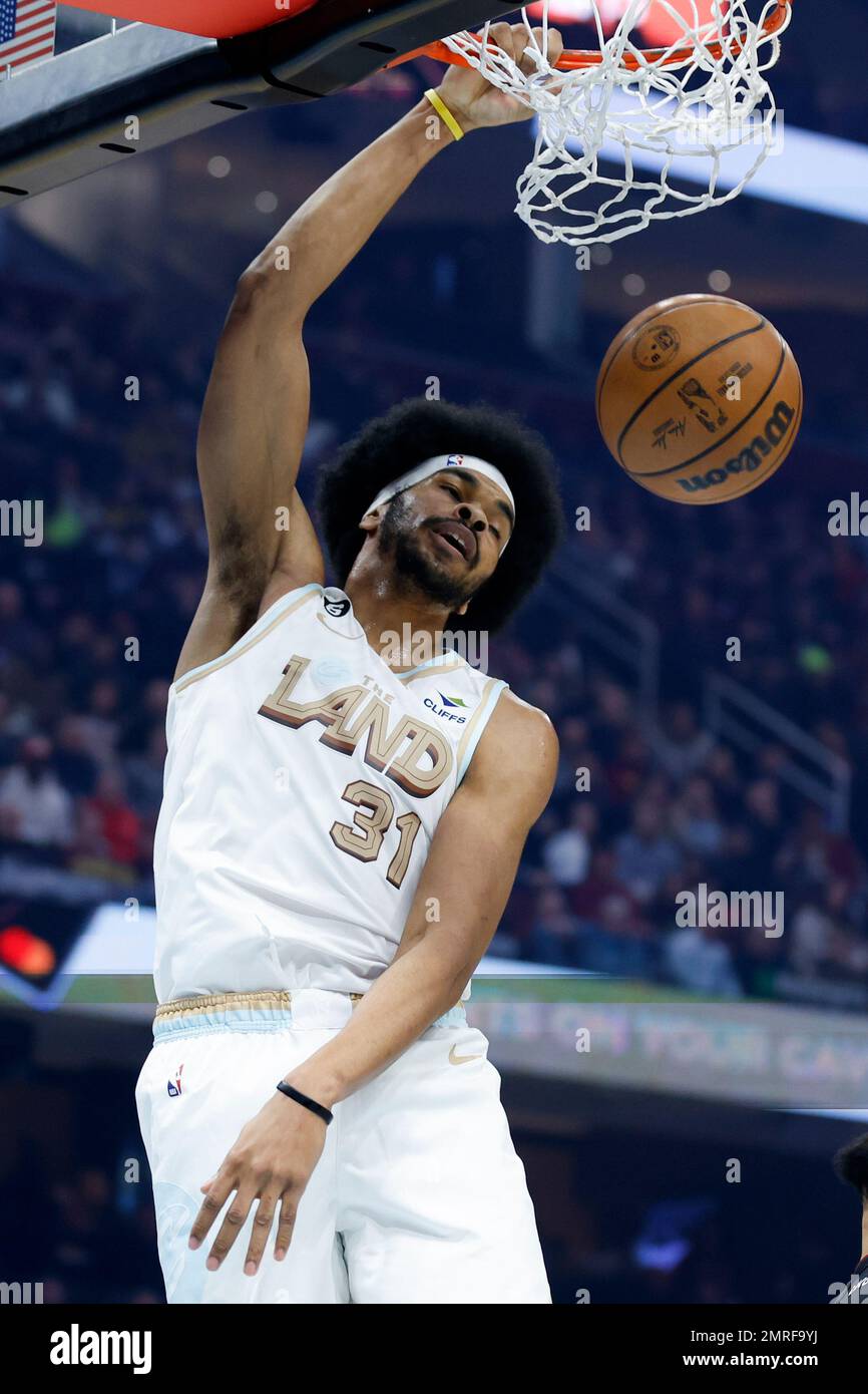 Cleveland Cavaliers center Jarrett Allen dunks against the Miami Heat ...