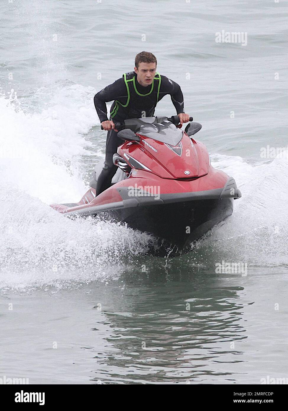 Justin Timberlake speeds around the ocean on a jet-ski while filming a ...