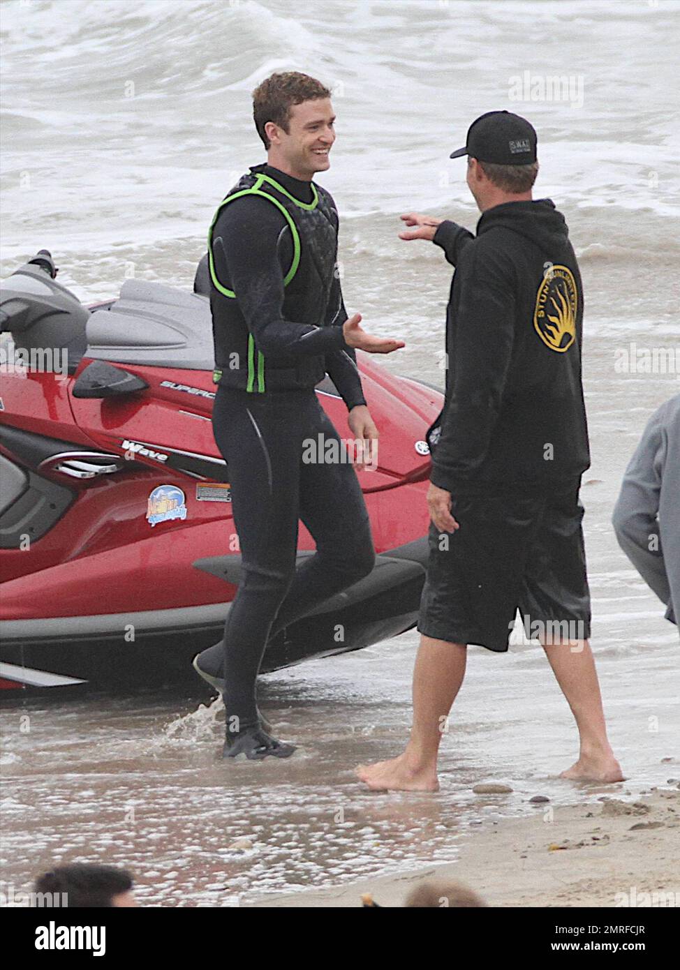 Justin Timberlake speeds around the ocean on a jet-ski while filming a ...