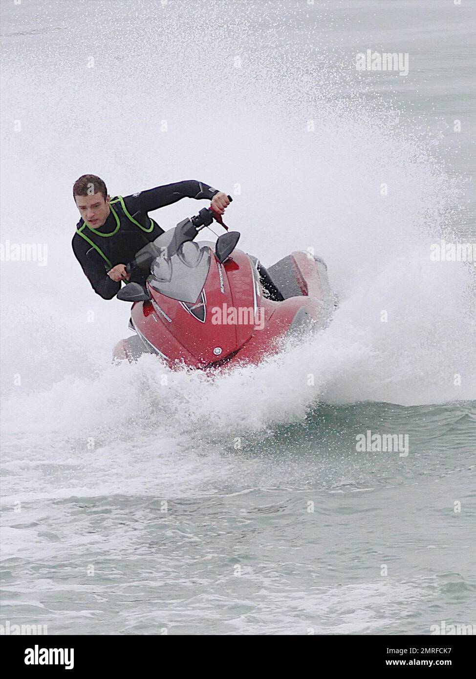 Justin Timberlake speeds around the ocean on a jet-ski while filming a ...