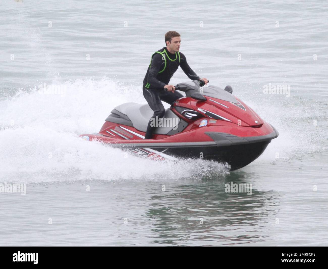 Justin Timberlake speeds around the ocean on a jet-ski while filming a ...