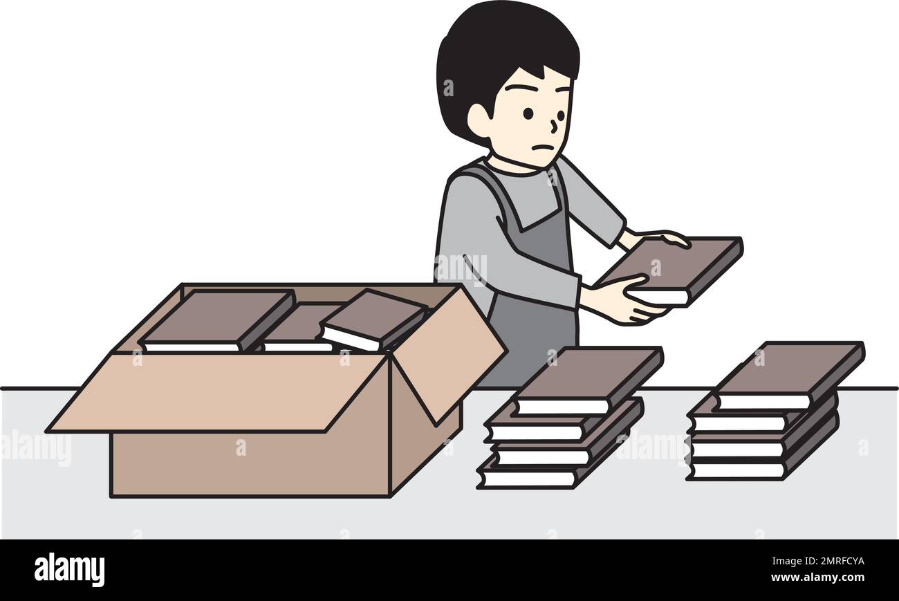 20s man and boxes Stock Vector Images - Alamy