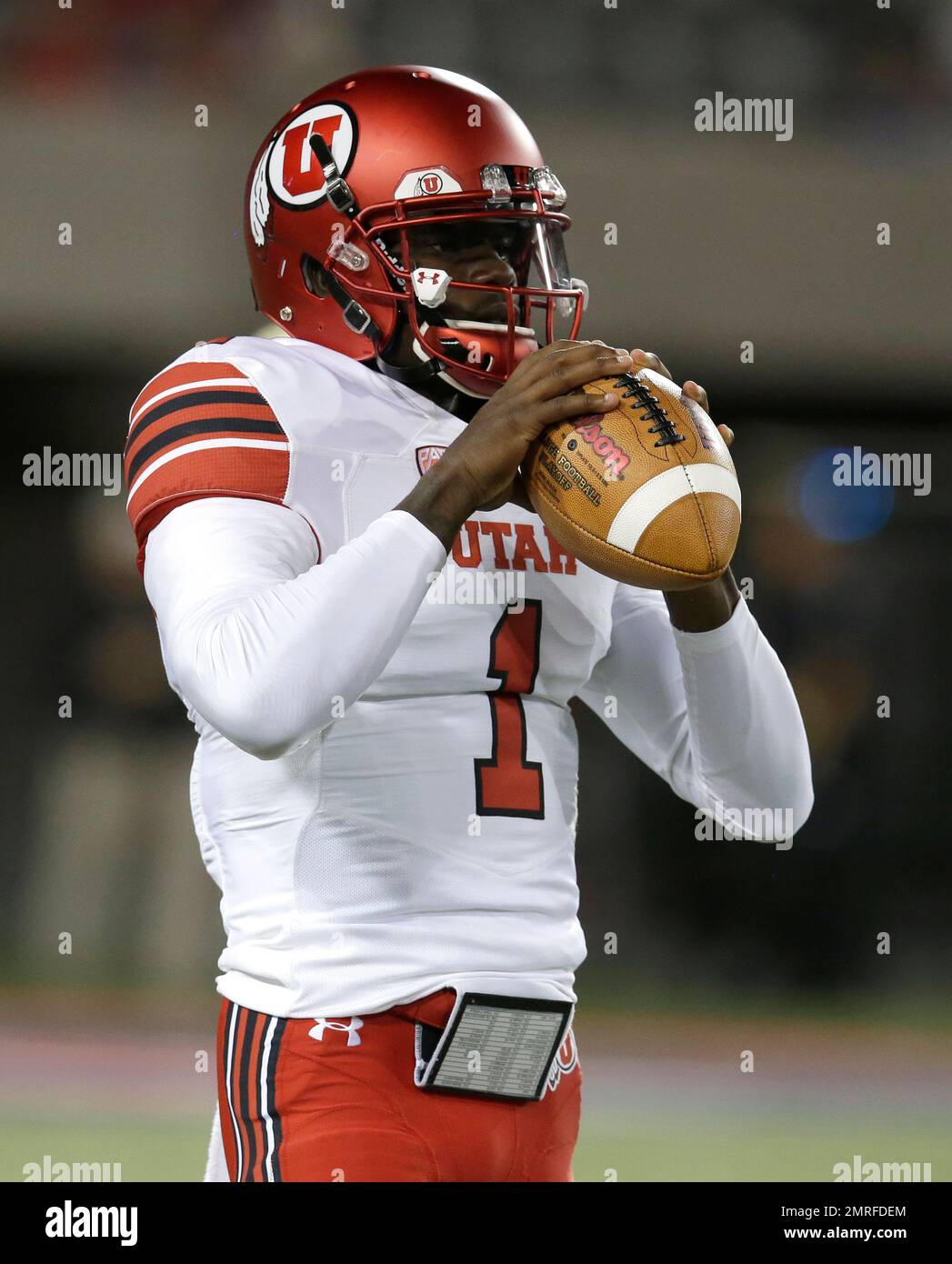 Utah quarterback Tyler Huntley (1) in the second half during an NCAA ...