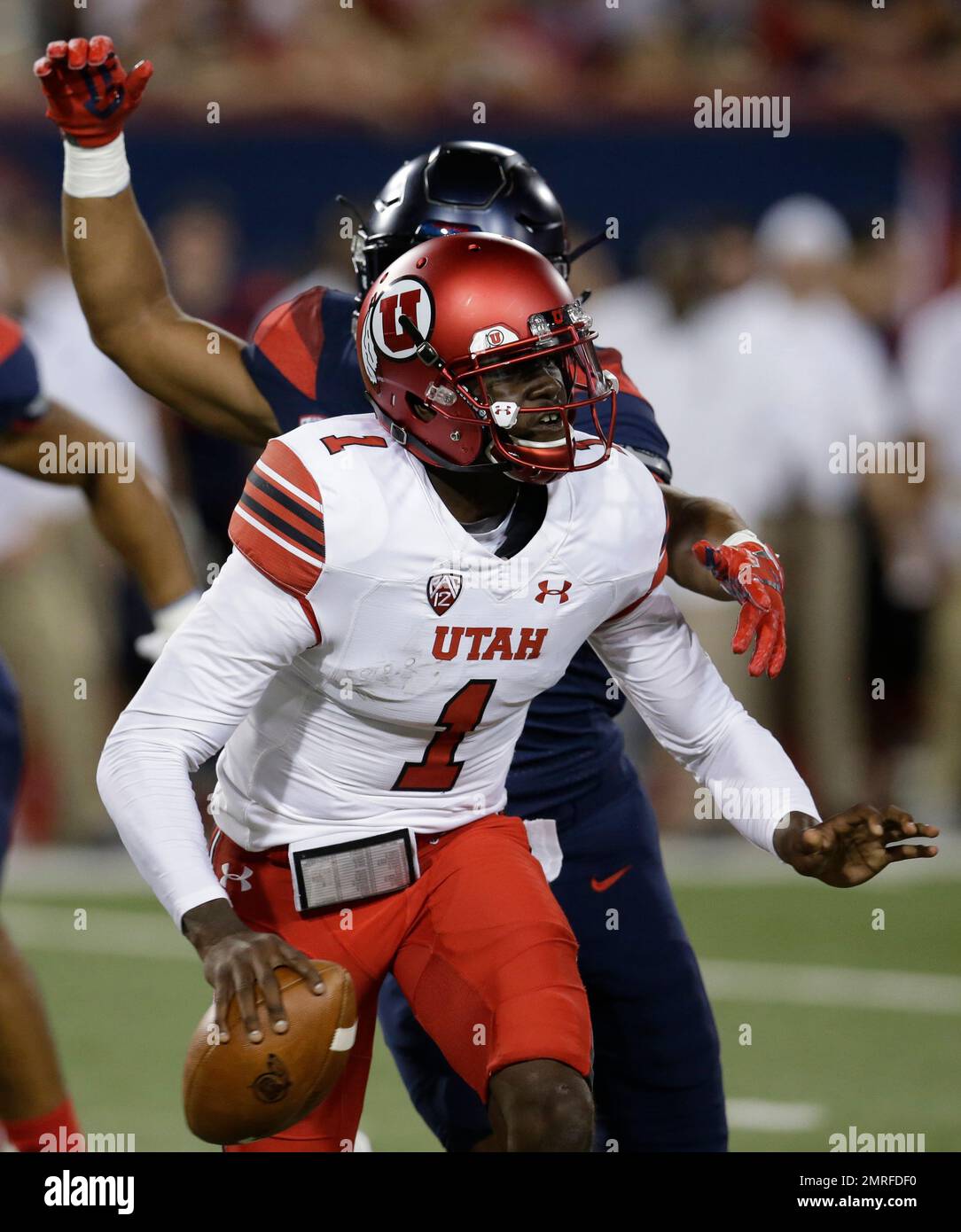 Utah quarterback Tyler Huntley (1) in the second half during an NCAA ...
