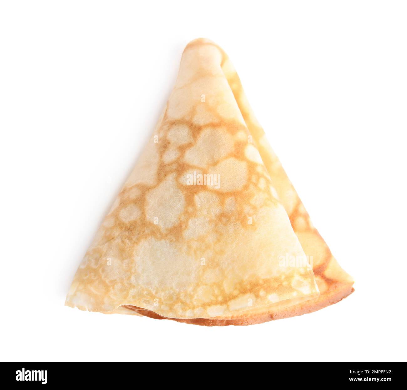 Folded fresh thin pancake isolated on white, top view Stock Photo - Alamy