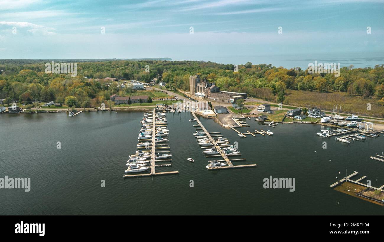 An aerial view of Northwind Harbor Sodus Point, NY Stock Photo - Alamy