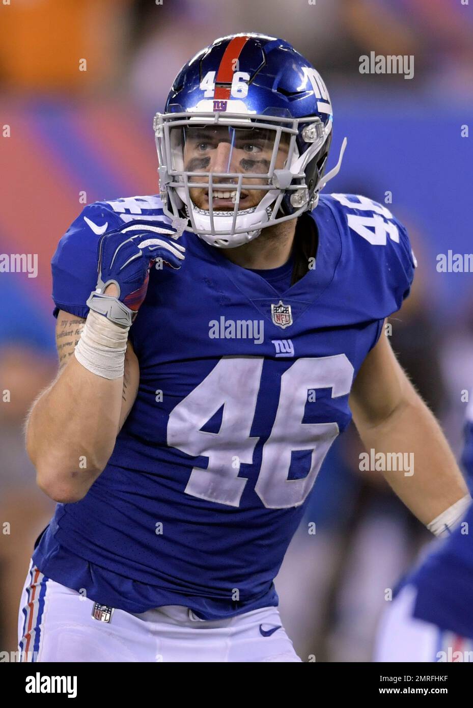 New York Giants middle linebacker Calvin Munson (46) during the second ...