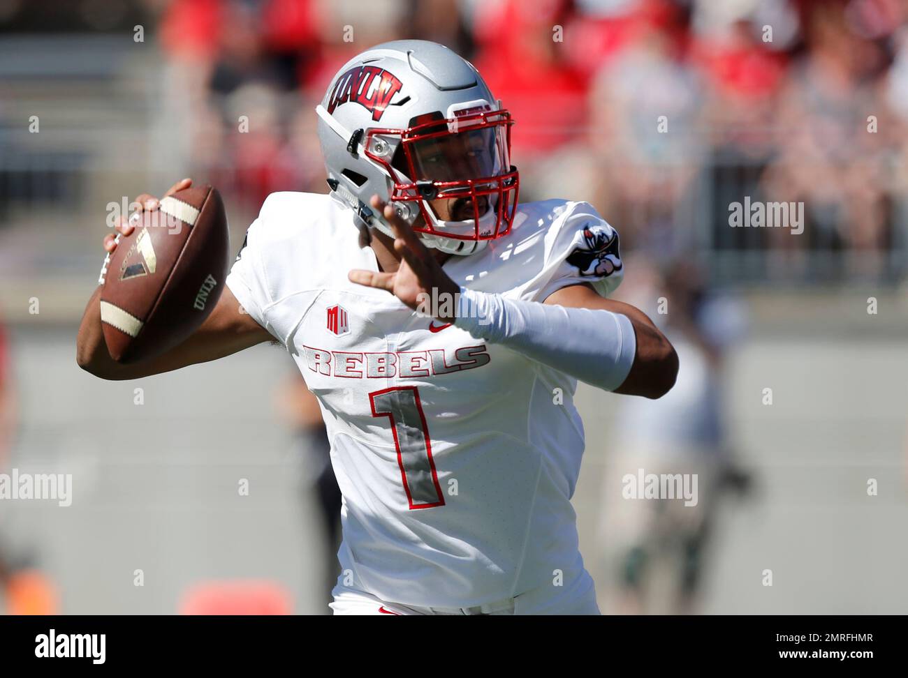 UNLV quarterback Armani Rogers throws a pass against Ohio State during ...
