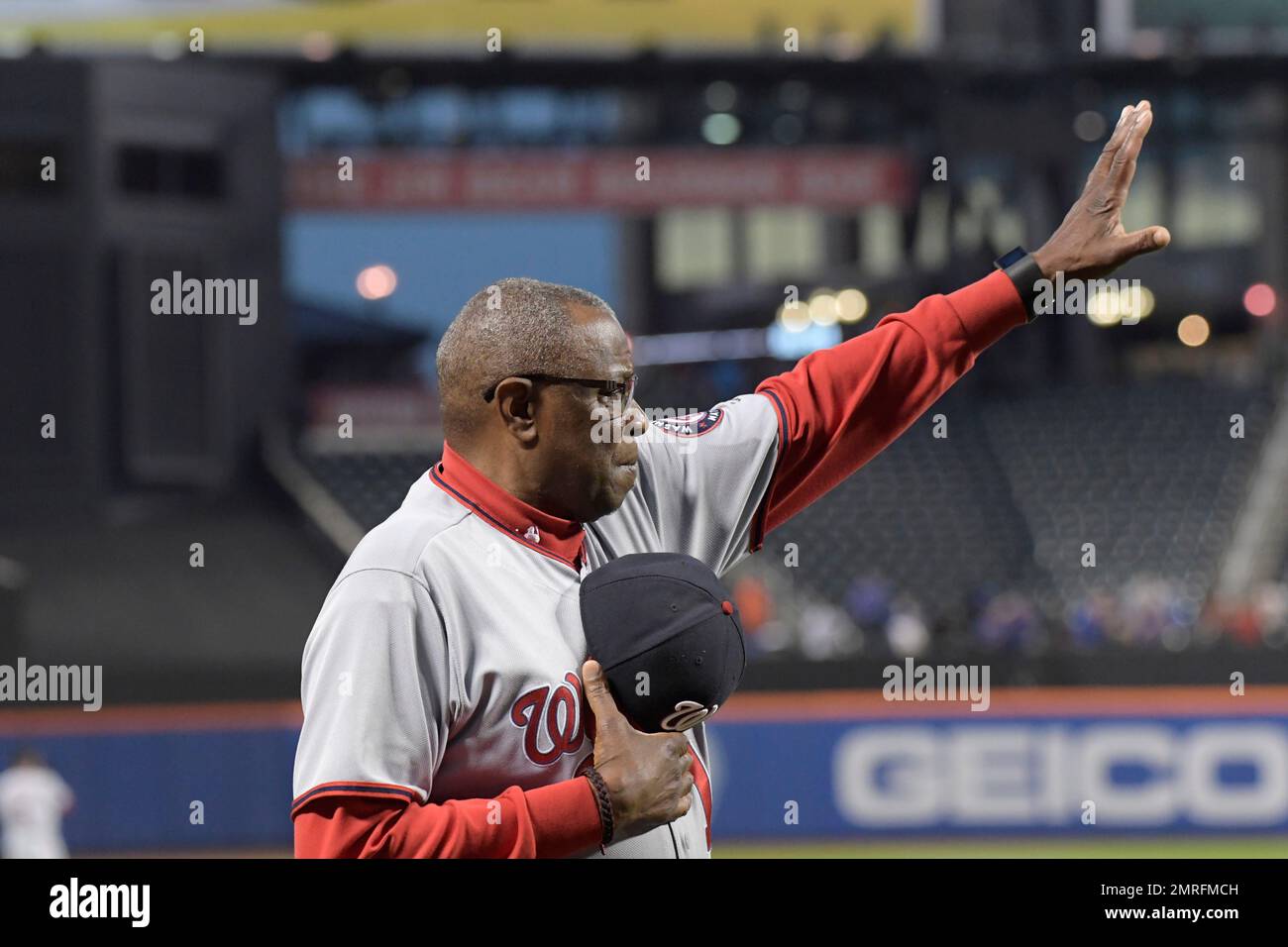 Washington Nationals manager Dusty Baker gestures before a baseball ...