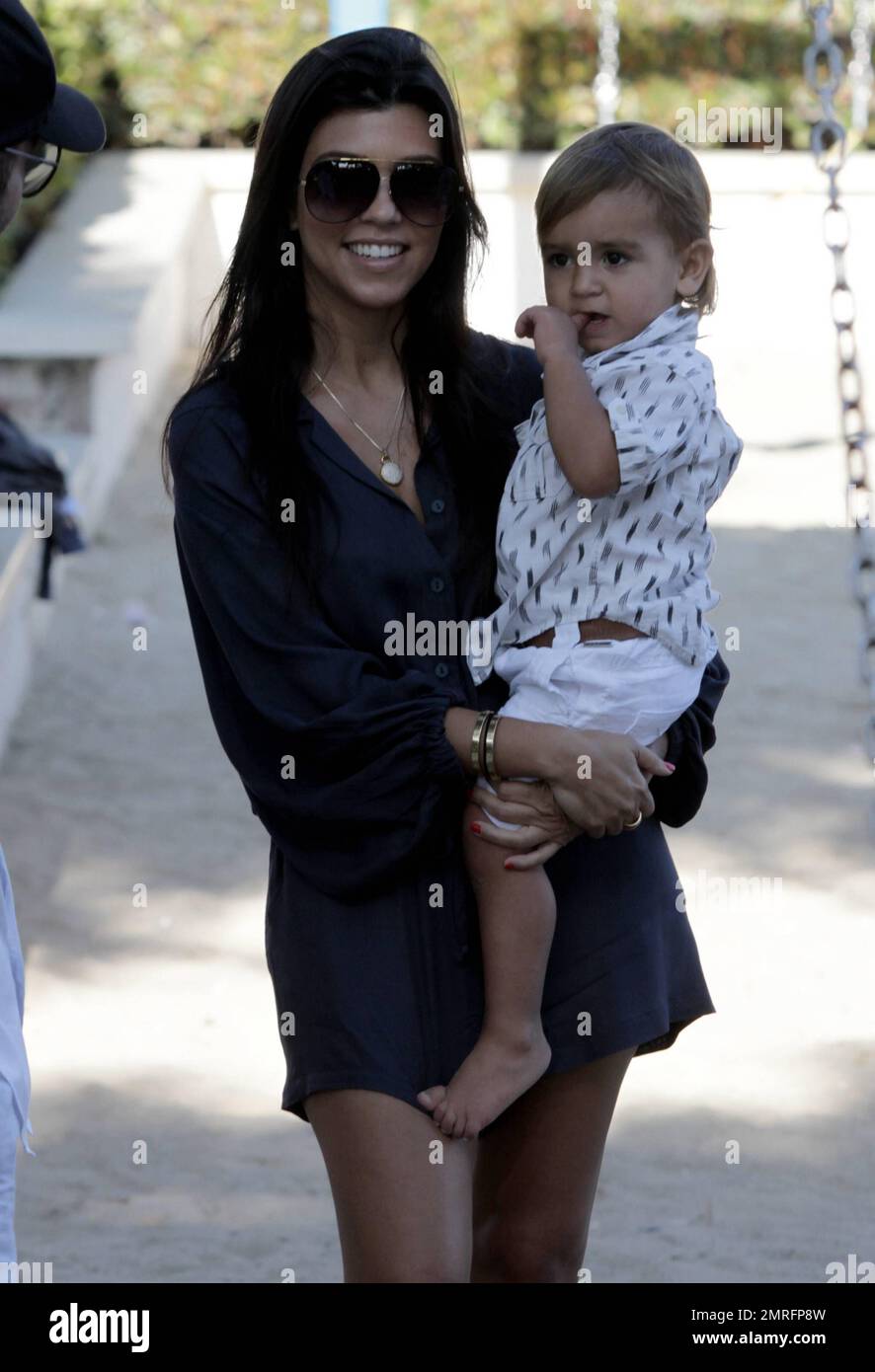 Kourtney Kardashian with son Mason Dash Disick playing in the park at ...