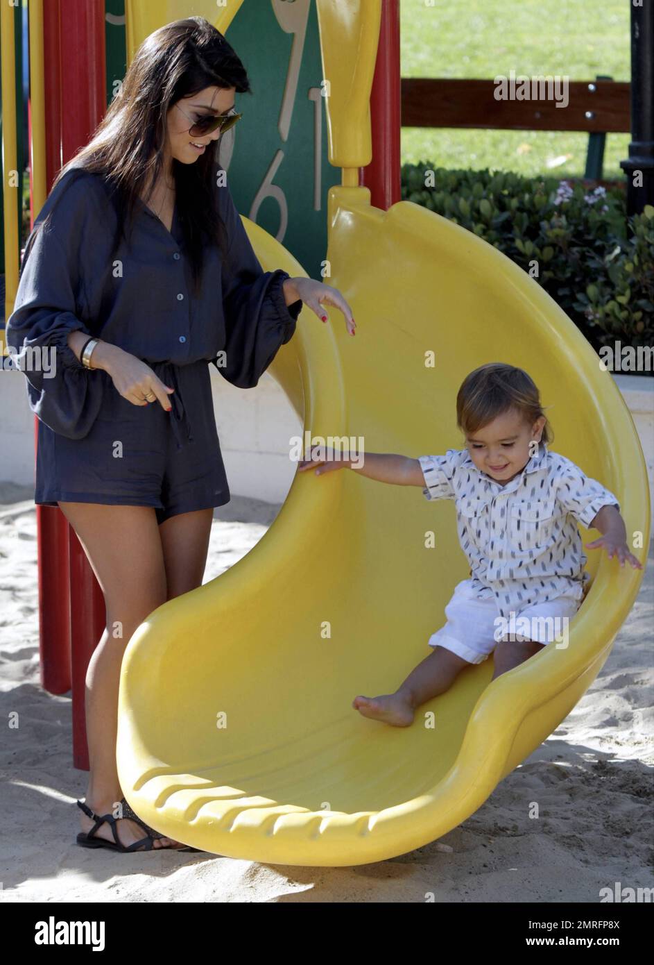Kourtney Kardashian with son Mason Dash Disick playing in the park at ...
