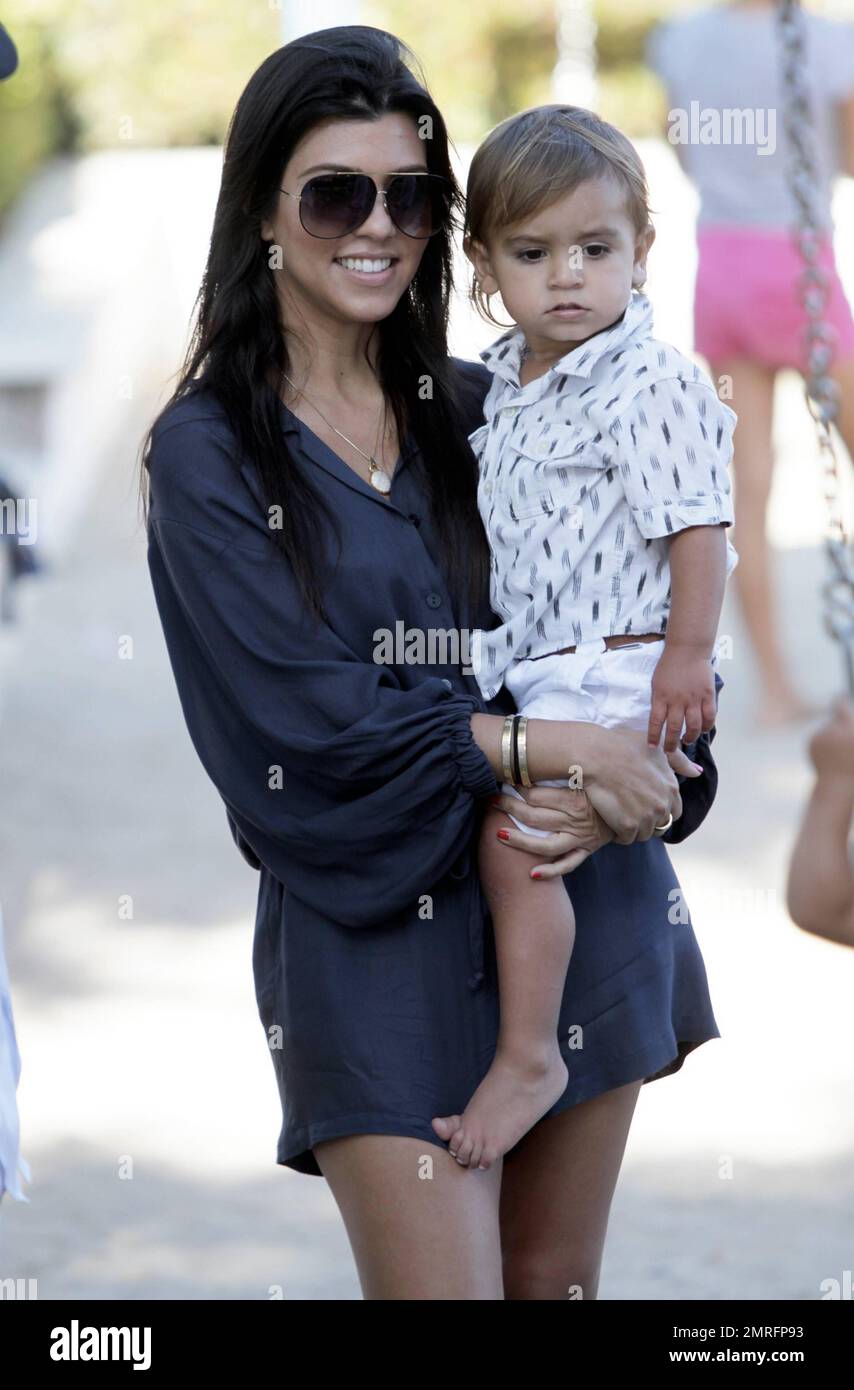 Kourtney Kardashian with son Mason Dash Disick playing in the park at ...