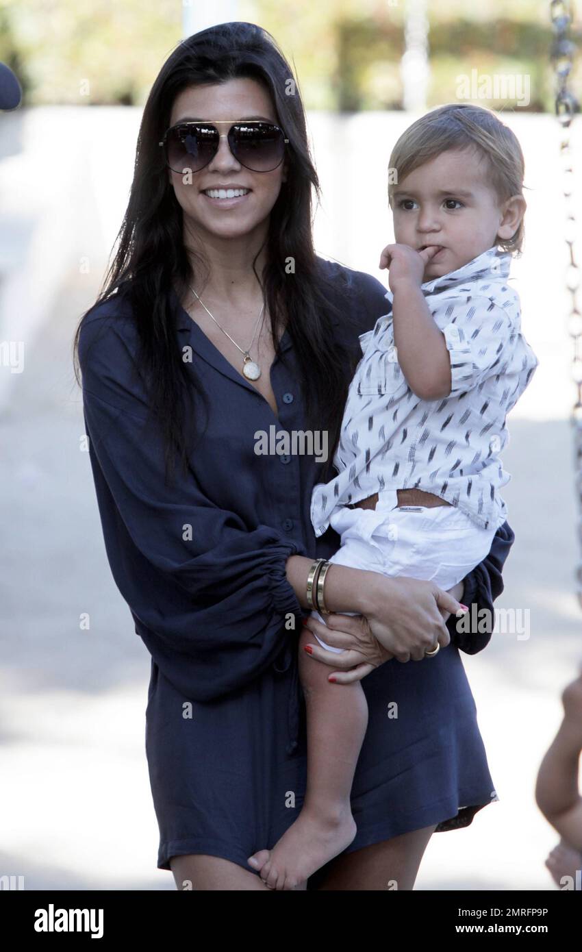 Kourtney Kardashian with son Mason Dash Disick playing in the park at ...