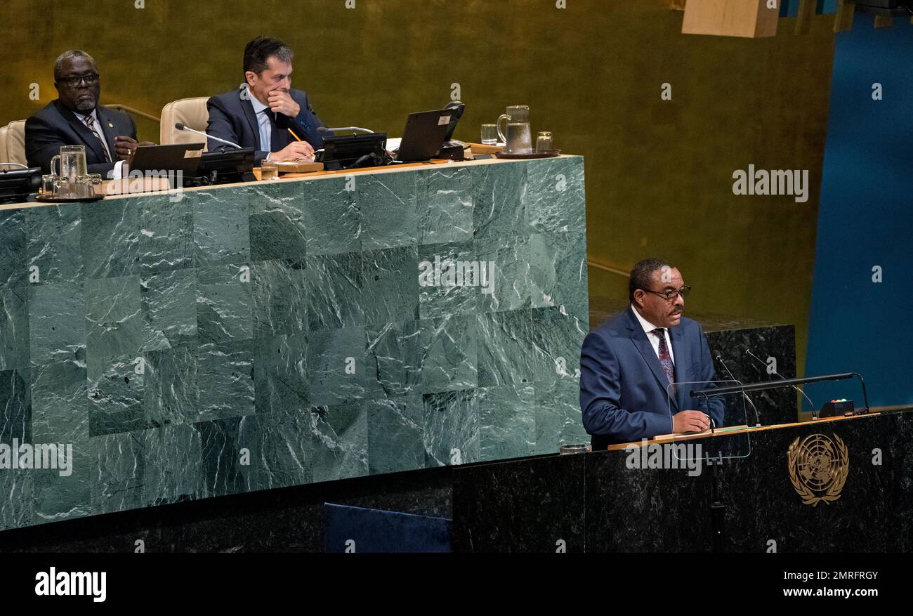 Ethiopia's Prime Minister Hailemariam Desalegn addresses the United ...