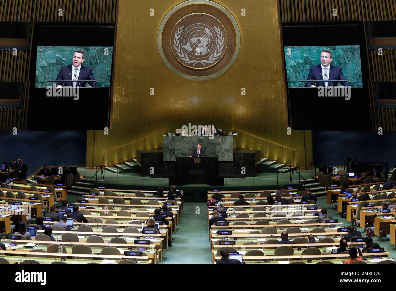 Foreign Minister Gudlaugur Thor Thordarson of Iceland addresses the ...