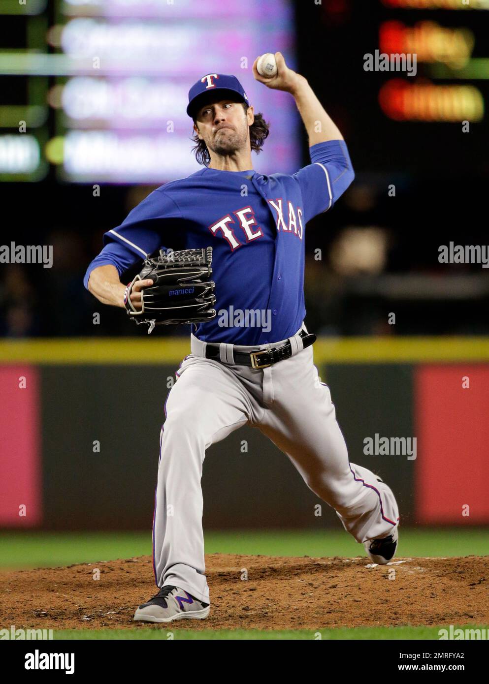 Texas Rangers Starting Pitcher Cole Hamels Throws Against The Seattle