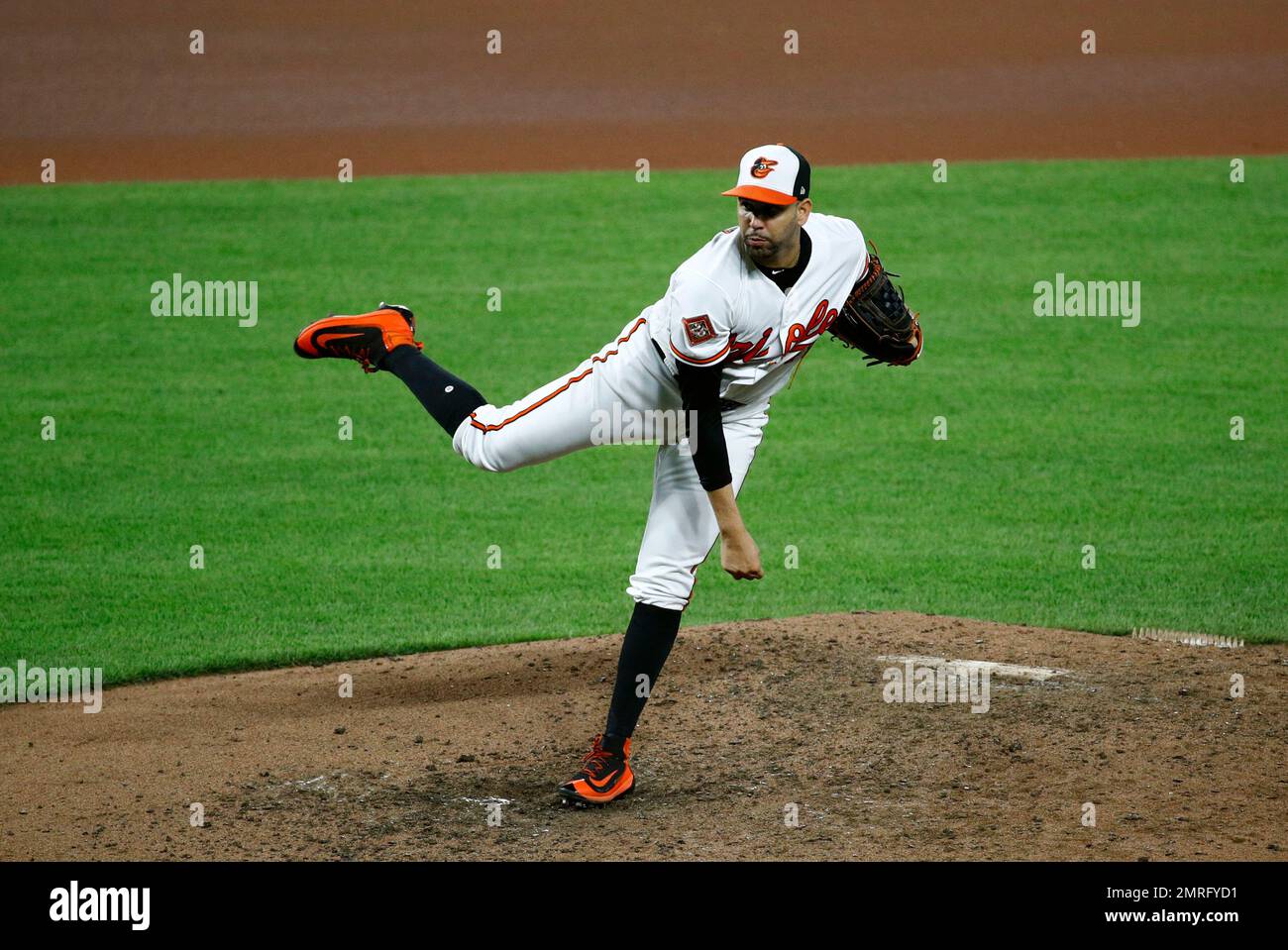 Baltimore Orioles starting pitcher Gabriel Ynoa throws to the Tampa Bay ...