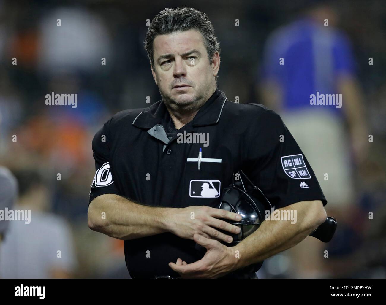 Home plate umpire Rob Drake is seen during the eighth inning of a ...