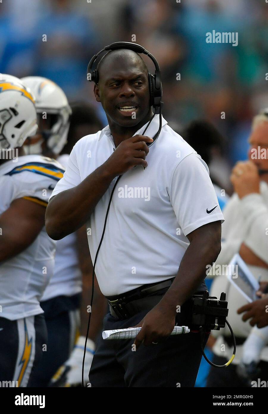 Los Angeles Chargers head coach Anthony Lynn stands on the sideline ...