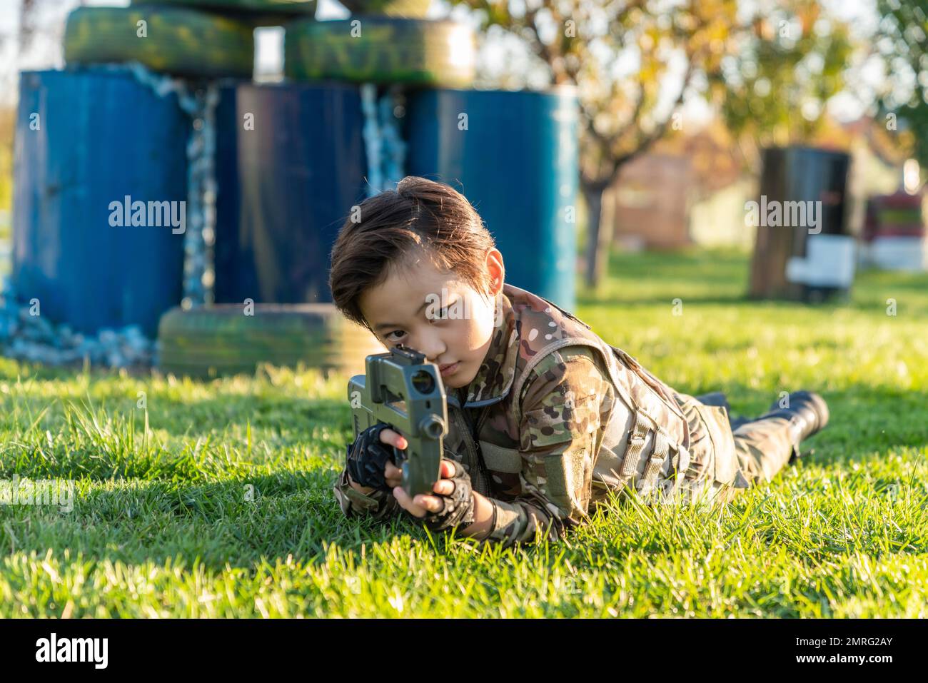 Happy boy playing cs Stock Photo - Alamy