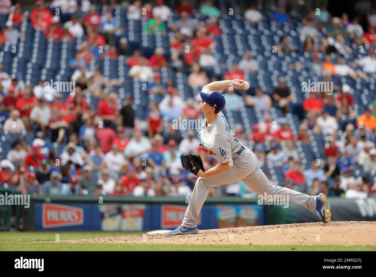 Los Angeles Dodgers' Walker Buehler in action during a baseball game ...
