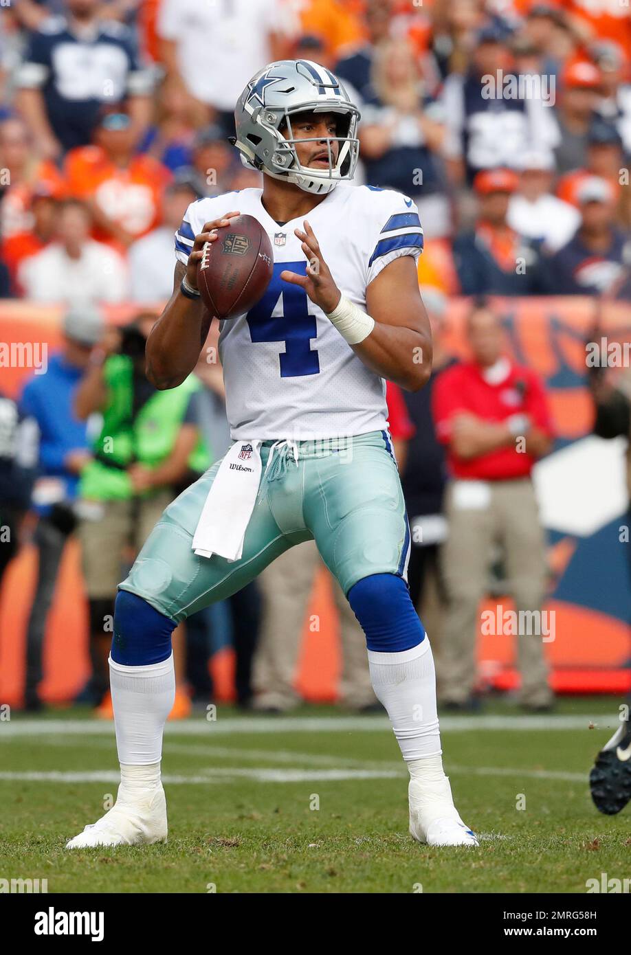 Dallas Cowboys quarterback Dak Prescott looks to pass against the ...